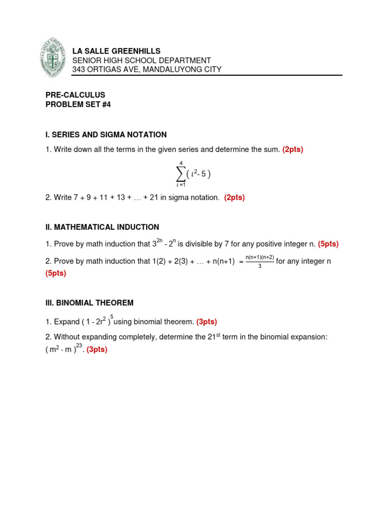 (PRECALCULUS) Problem Set #4 | PDF