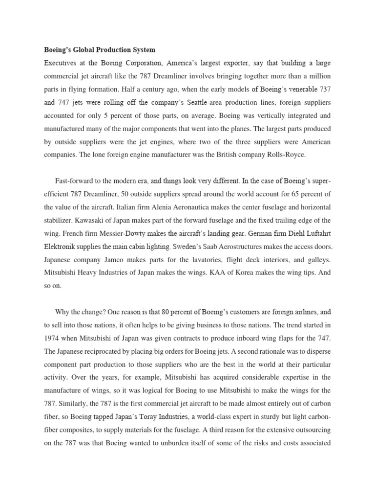 Case Boeing’s Global Production System | PDF