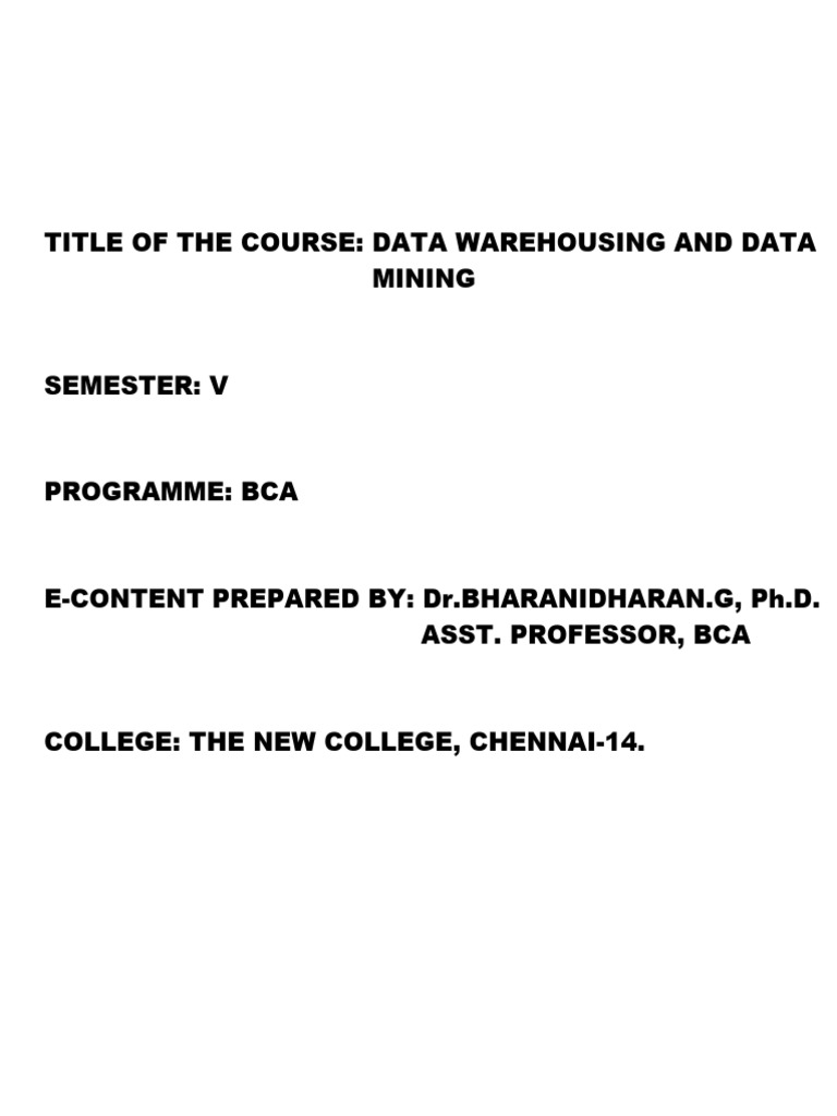 Datawarehousing and Data Mining Full Notes PDF | PDF | Data Warehouse ... Datawarehousing and Data Mining Full Notes PDF | PDF | Data Warehouse ...