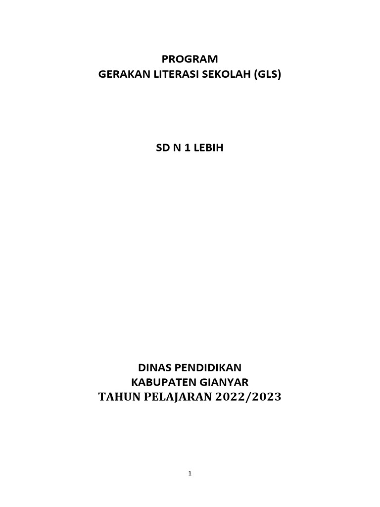 Program GLS SDN 1 LEBIH | PDF
