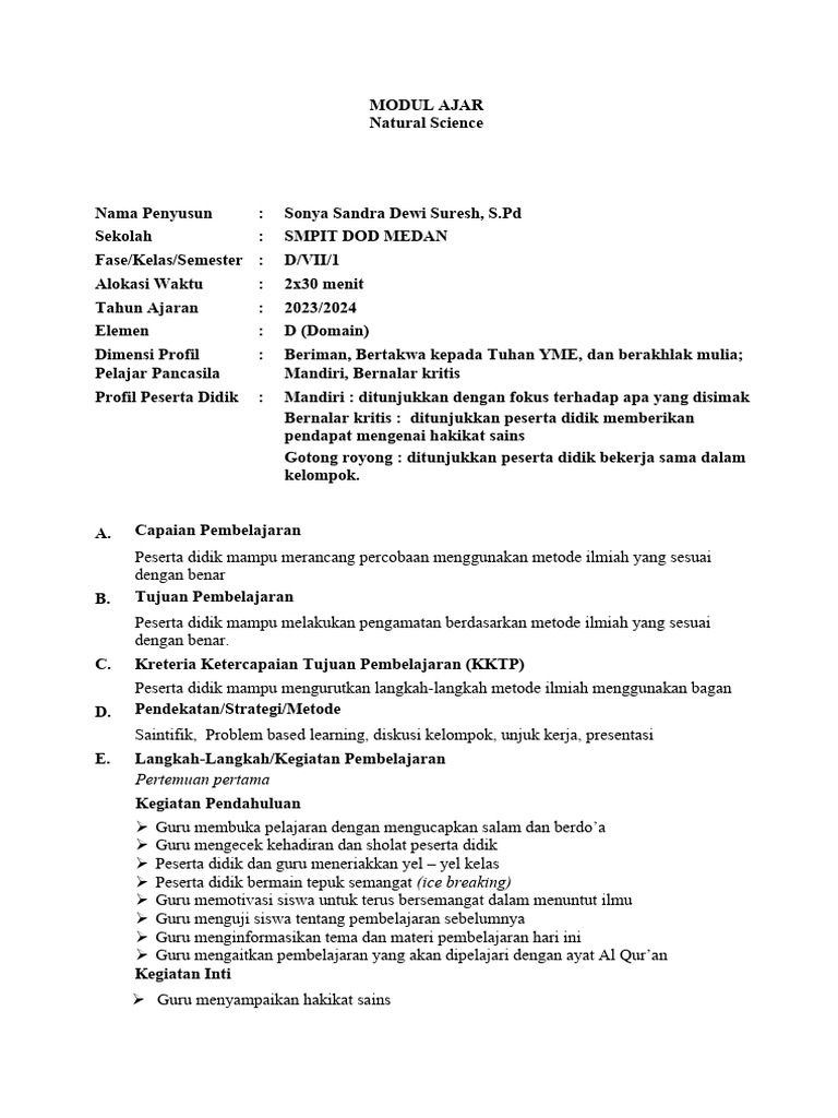 Modul Ajar Kelas VII | PDF