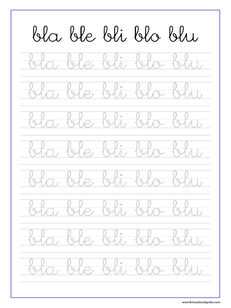Ficha Caligrafia Imprimir Silabas Bla Ble Bli Blo Blu | PDF