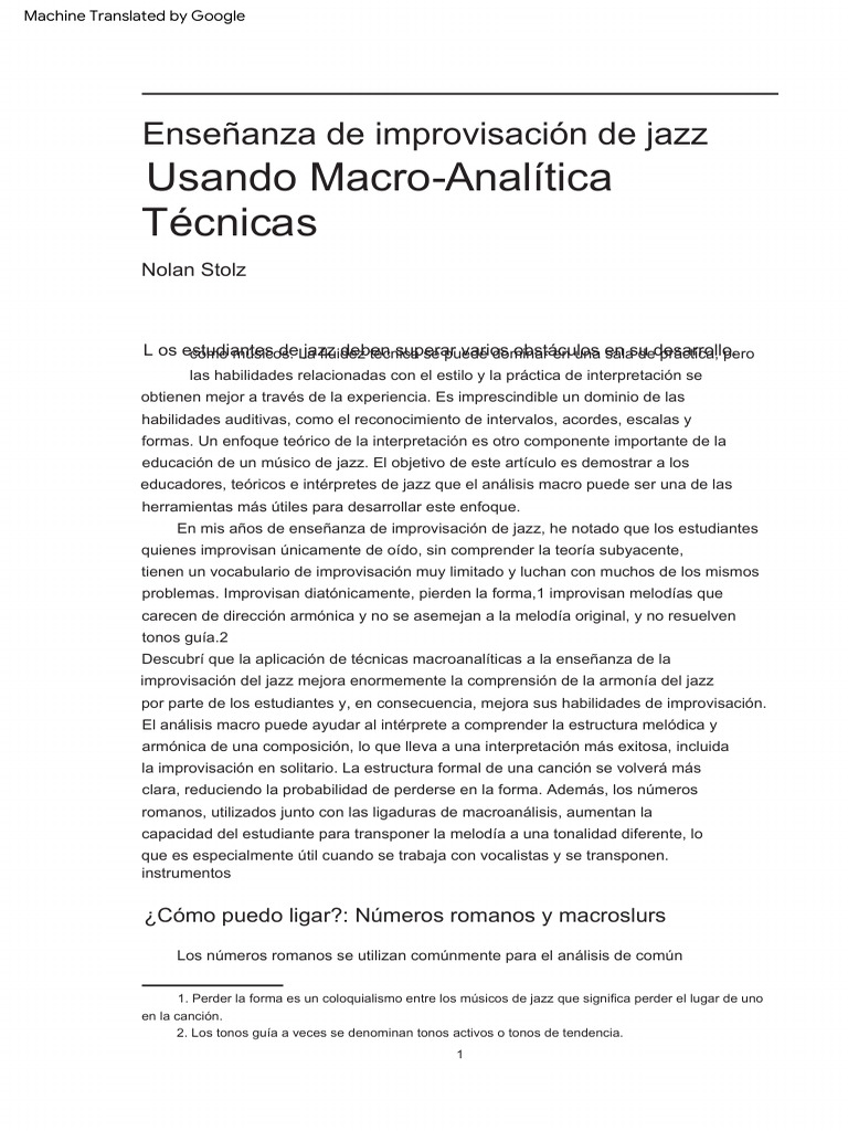 Macroanálisis en la Improvisación Jazz | PDF