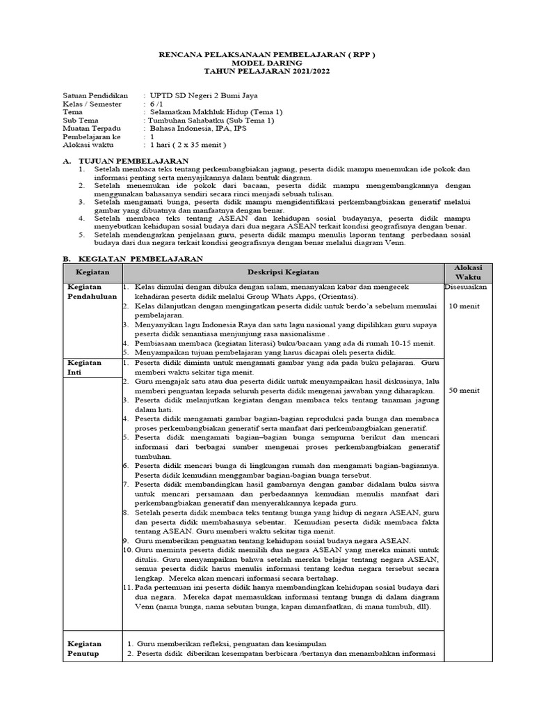 RPP KLS 6 2021 | PDF