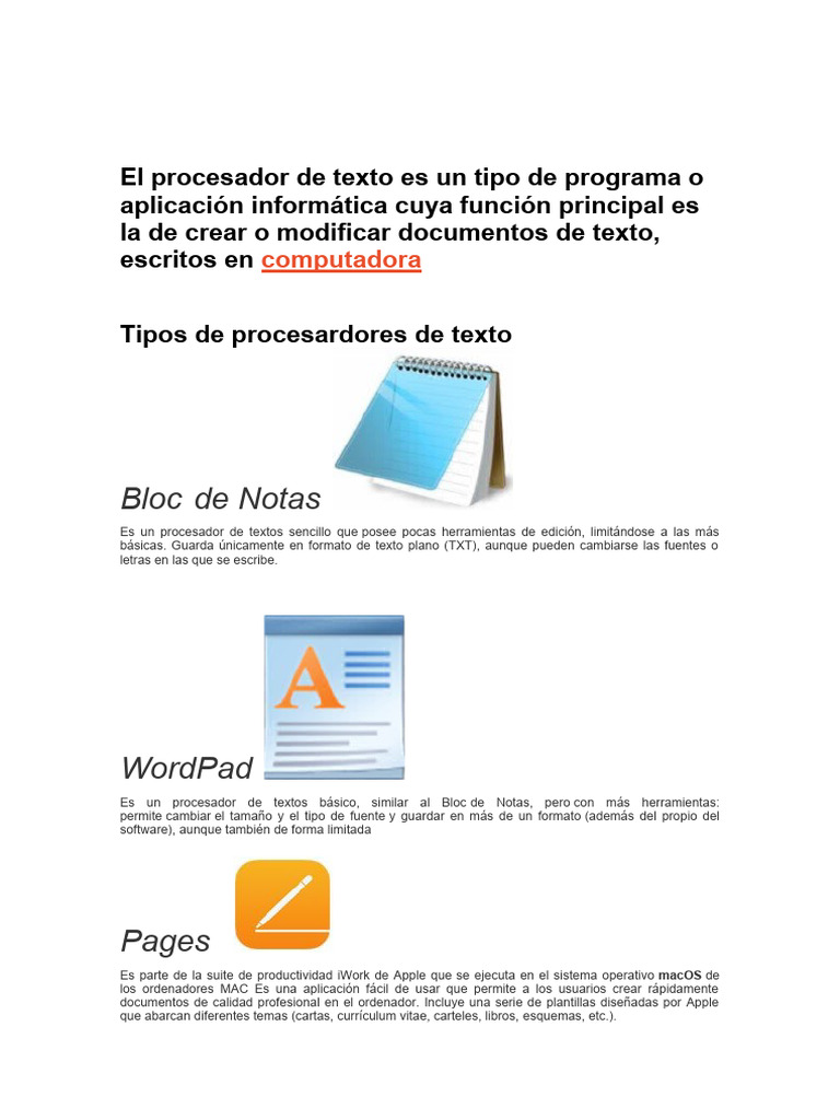 Procesadores de Texto | PDF | Computadoras