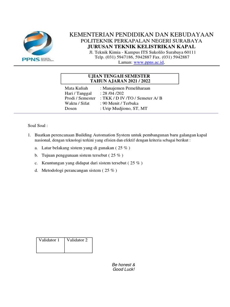 UTS - Manajemen Pemeliharaan - Dimas Adityo Pangestu - 0917040021 | PDF
