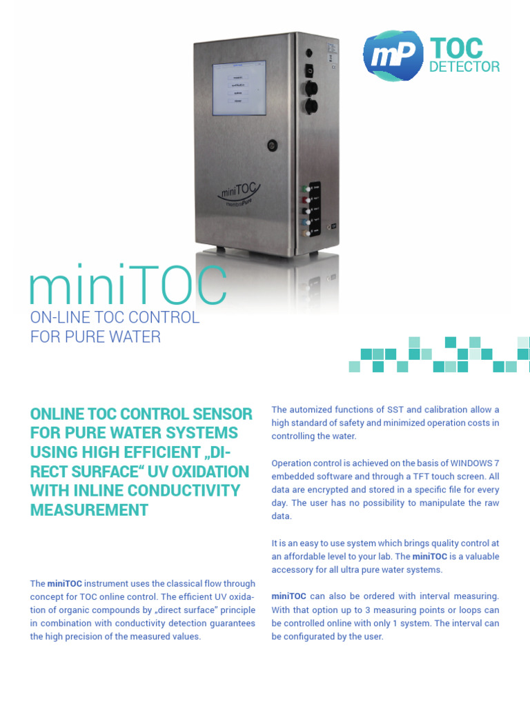miniTOC Online TOC Control Sensor | PDF | Total Organic Carbon ...