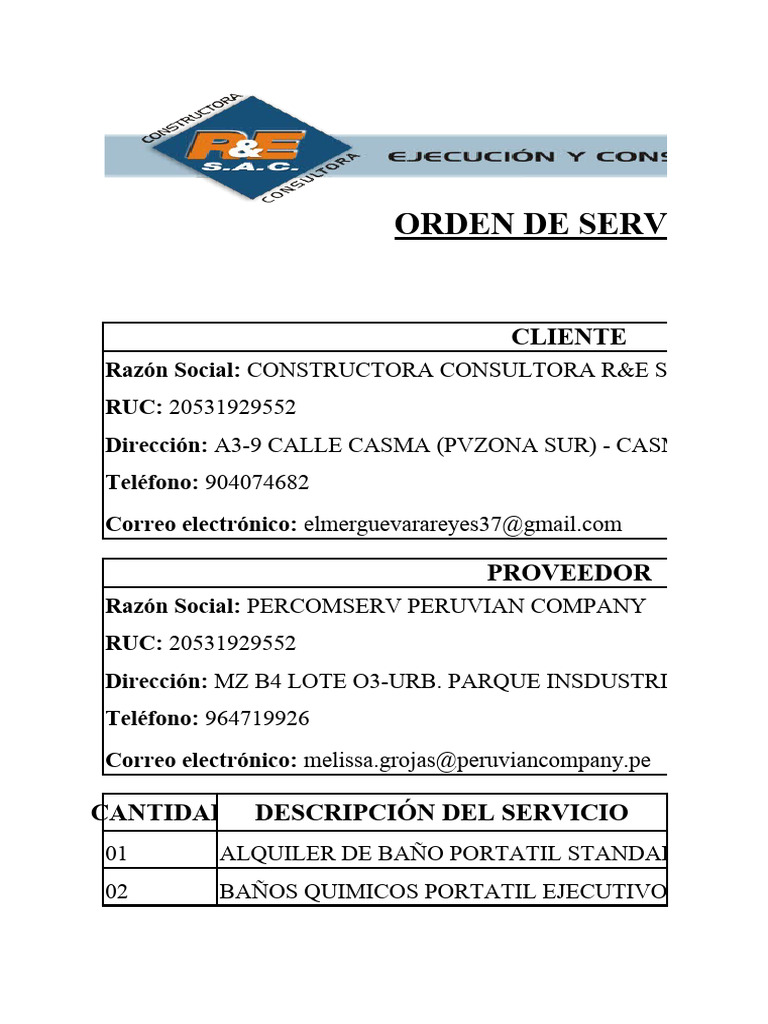 Orden de Servicio | PDF