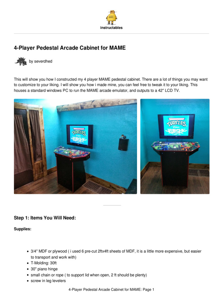 4 Player Pedestal Arcade Cabinet For MAME | PDF