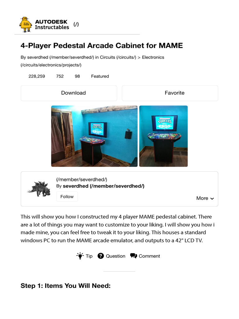 DIY 4-Player Arcade Cabinet Guide | PDF | Computers