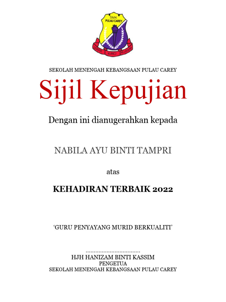 Template Sijil | PDF