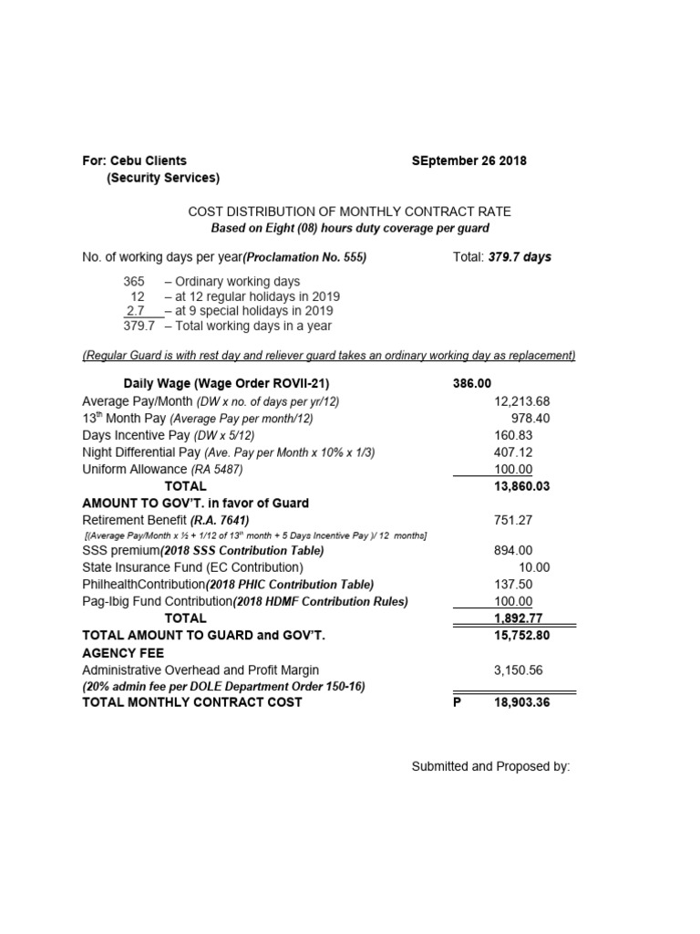 Cebu Cost (Wage Order-21) - 8hrs | PDF | Insurance | Unemployment Benefits