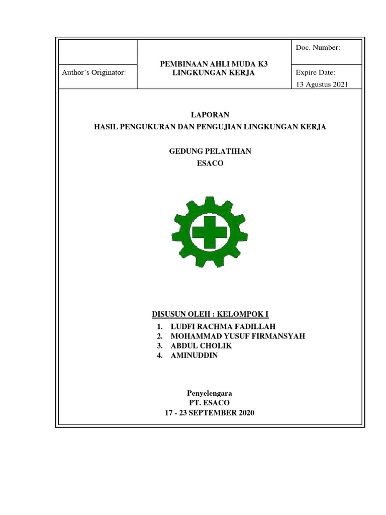 Laporan K3 Lingkungan Kerja ESACO | PDF