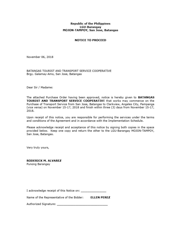 Notice To Proceed | PDF