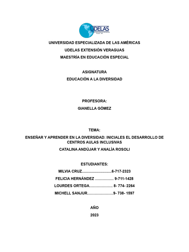Trabajo Grupal de Educación A La Diversidad | PDF Trabajo Grupal de Educación A La Diversidad | PDF