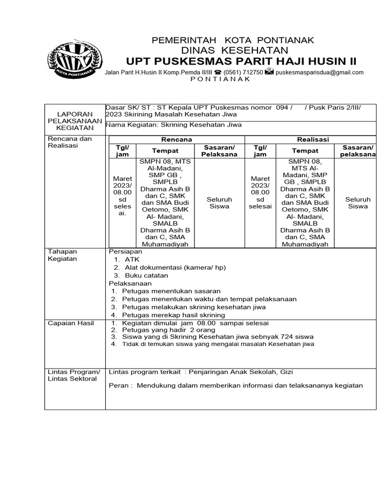 LHK Skrining Jiwa | PDF