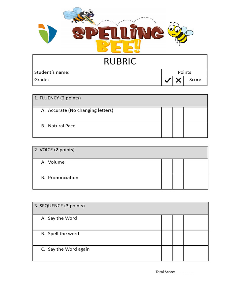 RUBRIC Spelling Bee - Docx 4 132238871-2 | PDF | Foreign Language ...