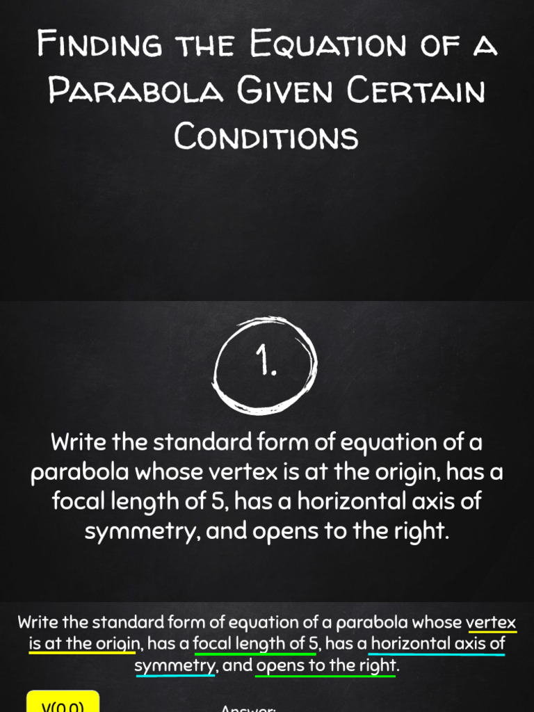 2.3 Finding The Equation of A Parabola Given Certain Conditions | PDF ... 2.3 Finding The Equation of A Parabola Given Certain Conditions | PDF ...