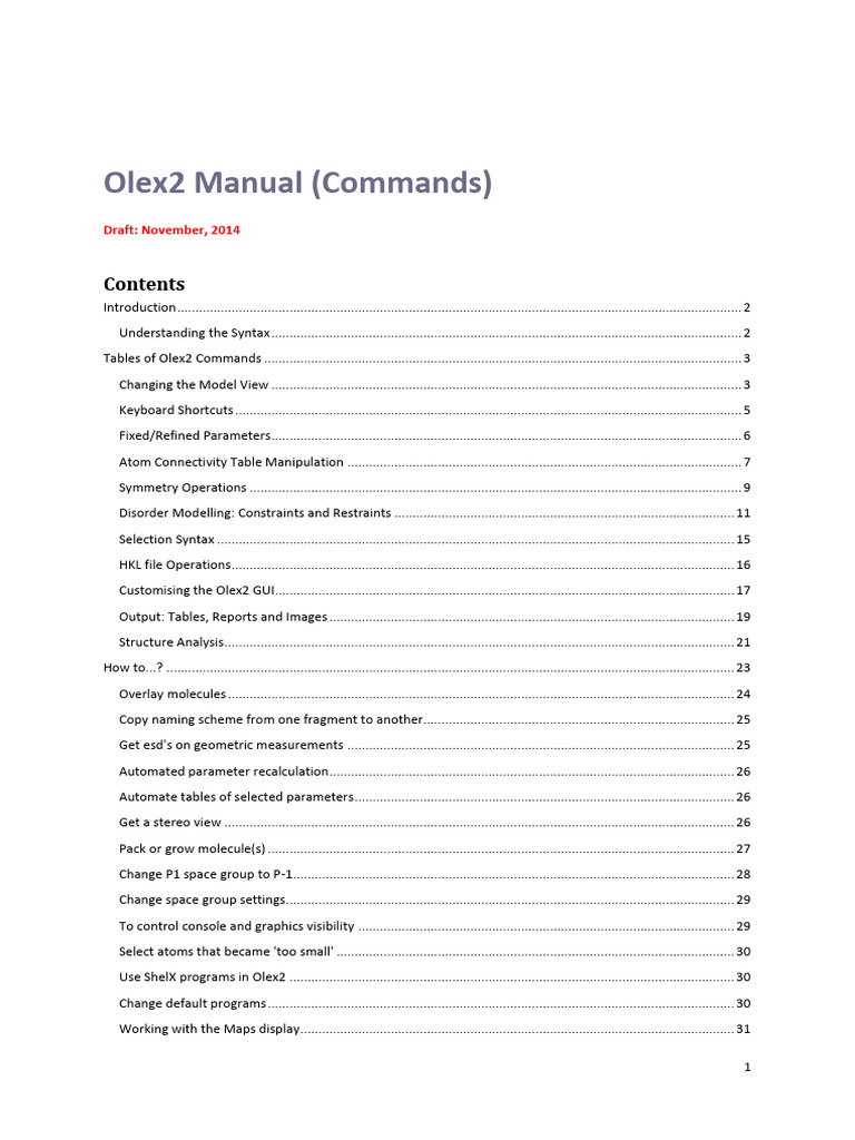 Olex Command | PDF