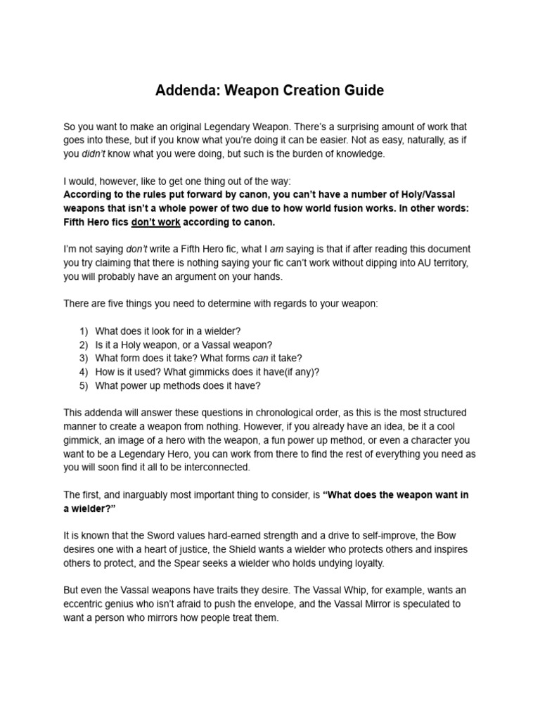 Weapon Creation Guide | PDF