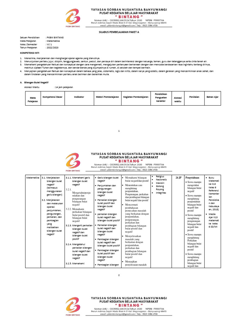 Silabus Paket A, B Dan C | PDF