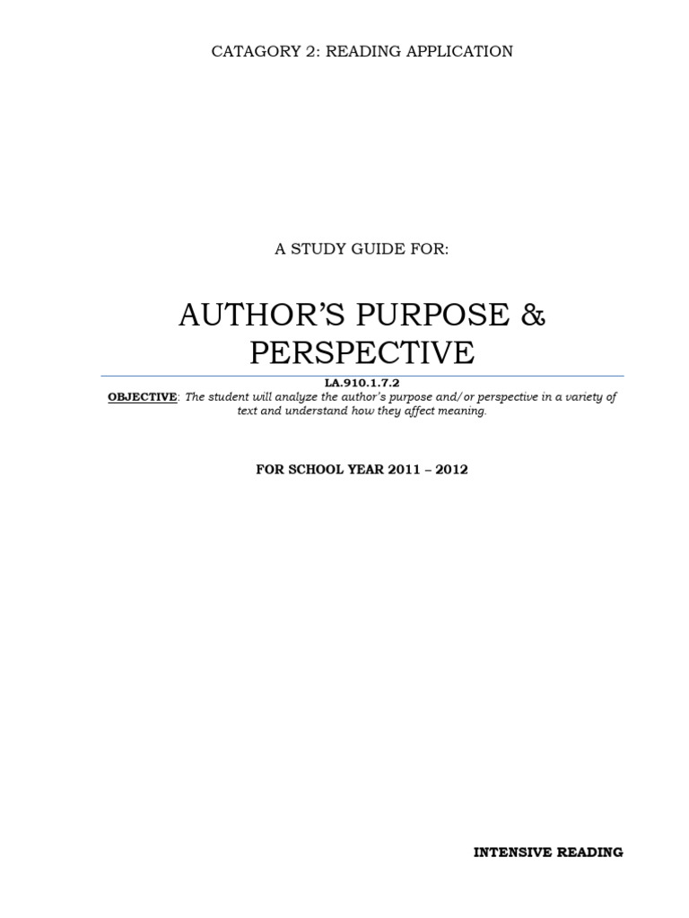 Analyze Using Authors Purpose March 3-7 | PDF