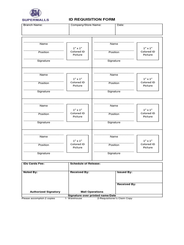 Mall ID Requisition Form Template | PDF | Security Technology | Privacy