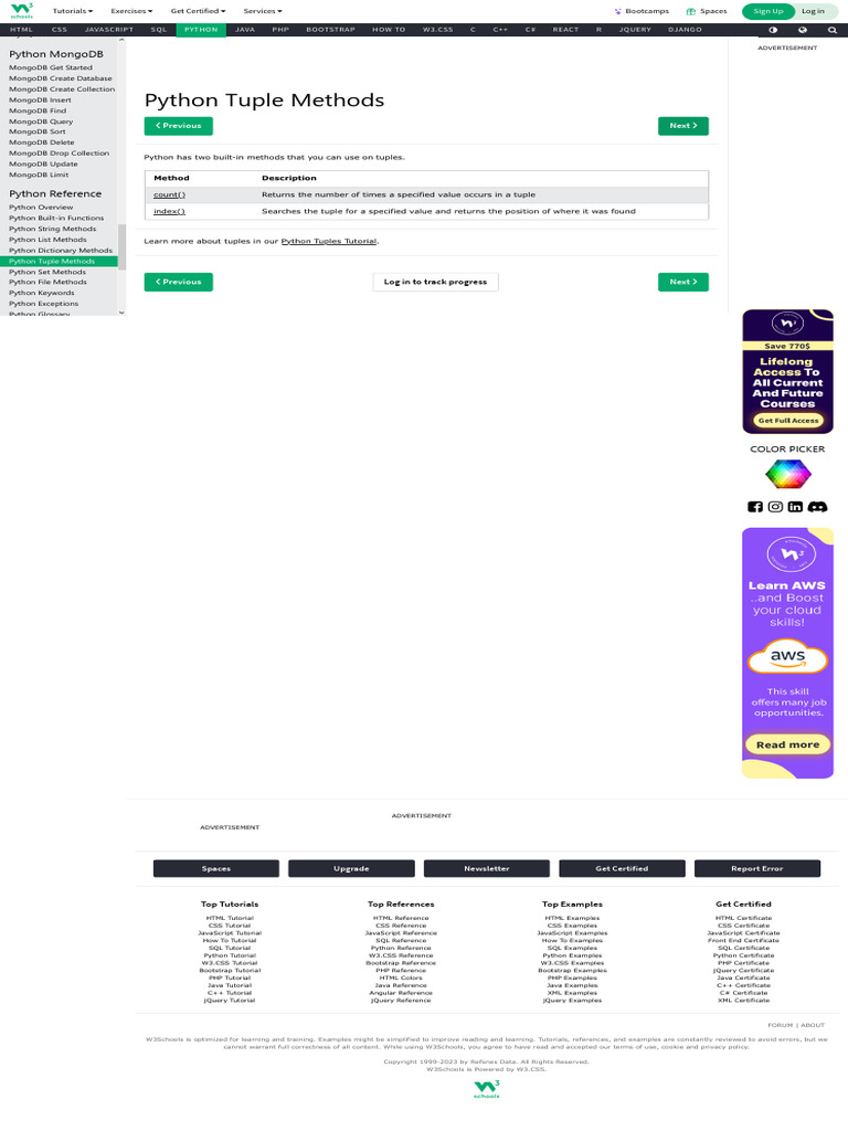 Python Tuple Methods | PDF