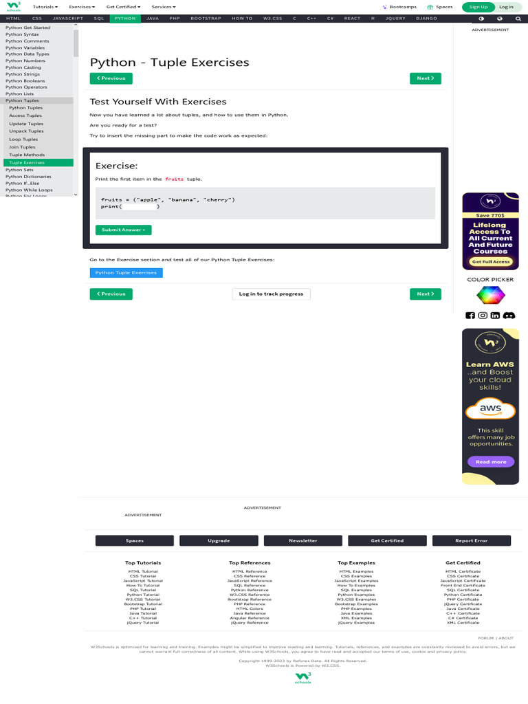 Python Tuple Exercises Pdf Java Script Python Programming Language