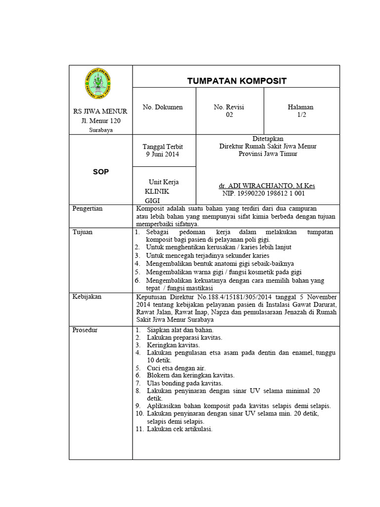 Sop Tumpatan Komposit Pdf