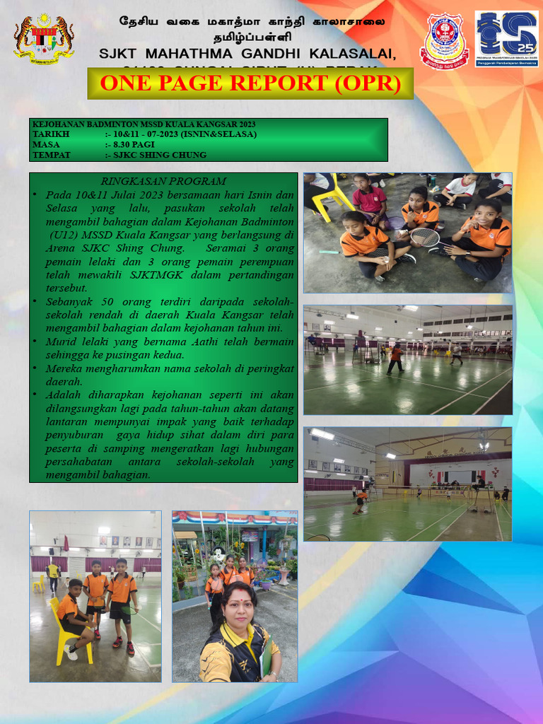 One Page Report Badminton MSSD | PDF