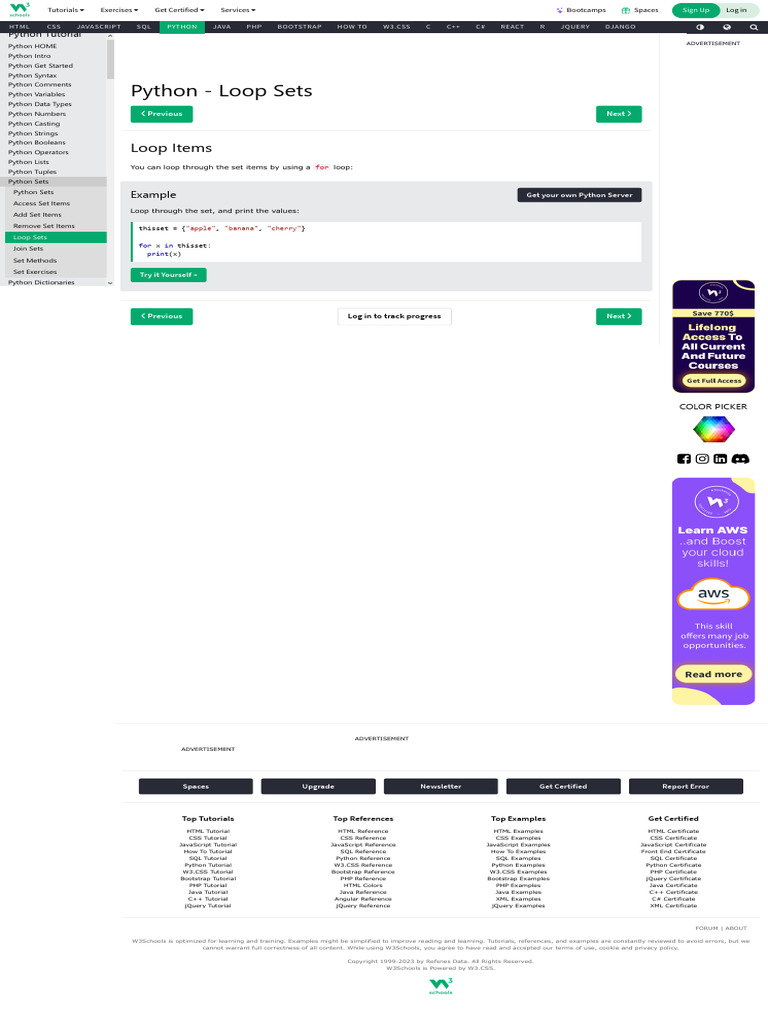 Python - Loop Sets | PDF