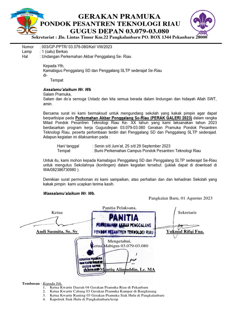 Contoh Undangan Pramuka 2023 | PDF