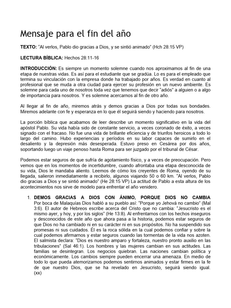 Mensaje para El Fin Del Año | PDF | Jesús | Dios
