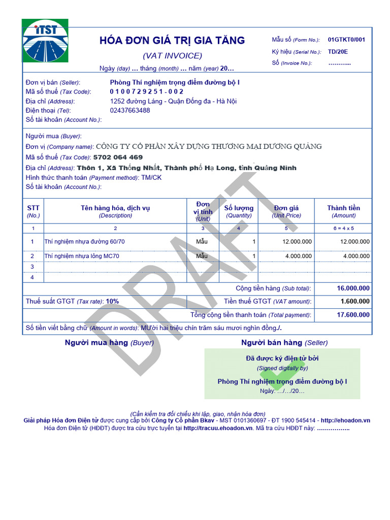 Hóa Đơn Giá Trị Gia Tăng: (Vat Invoice) | PDF