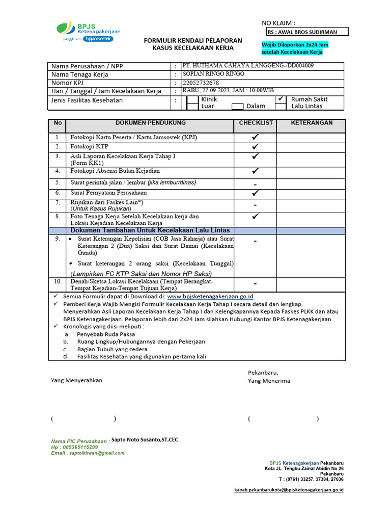 FORM KENDALI KK Perusahaan 2022 | PDF