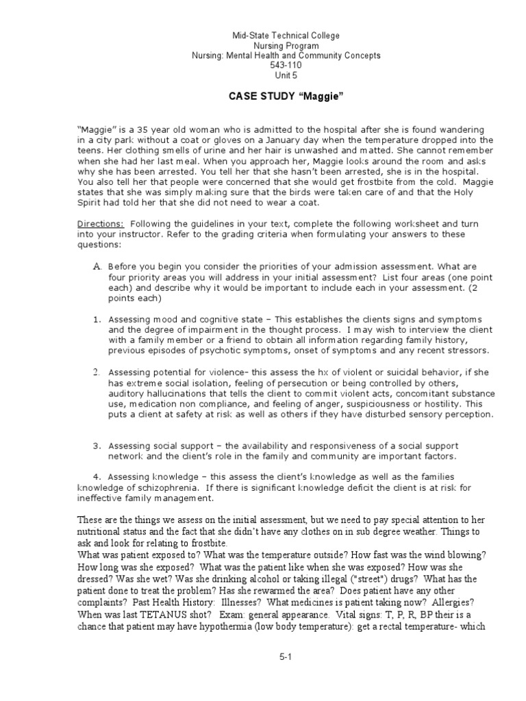 CASE STUDY "Maggie" | PDF | Clozapine | Hallucination