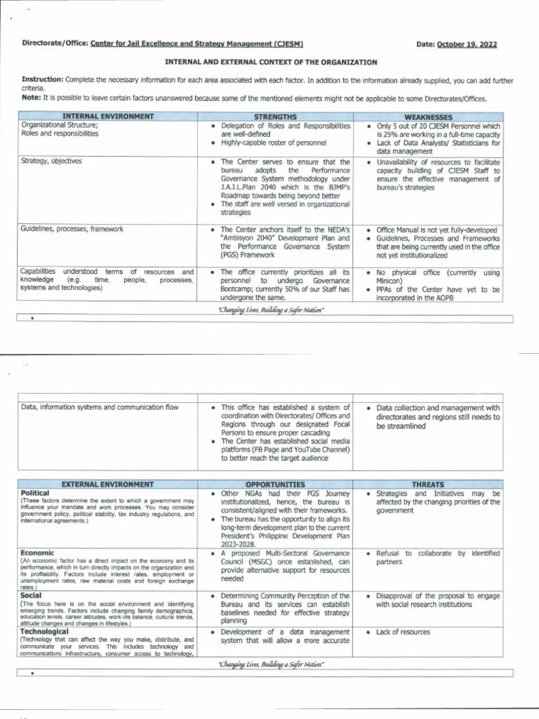 Cjesm Swot Stakeholder Analysis and Risk Register Forms | PDF