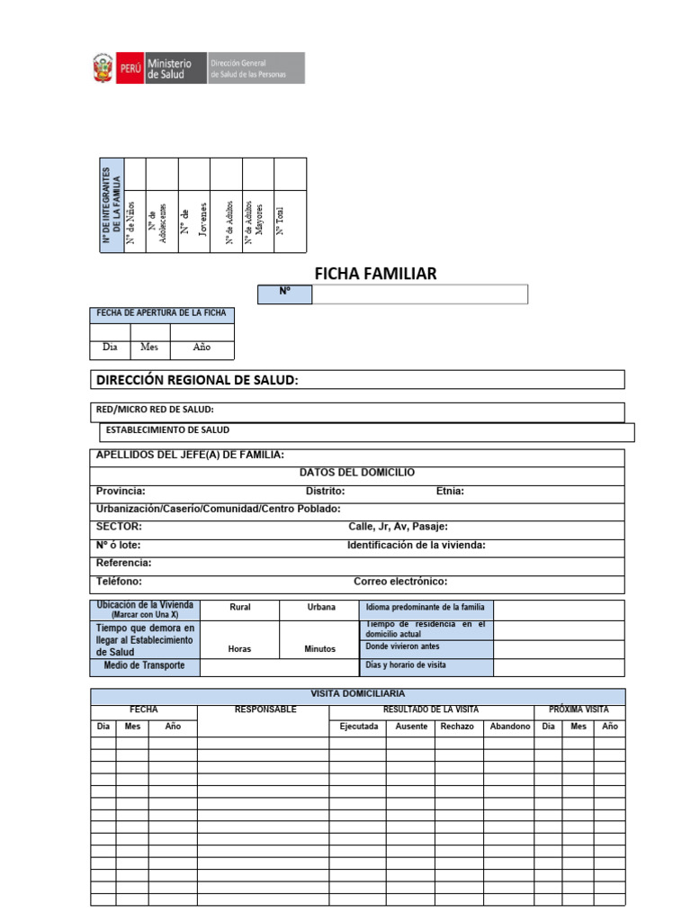 Ficha Familiar: Registro y Evaluación | PDF | Familia