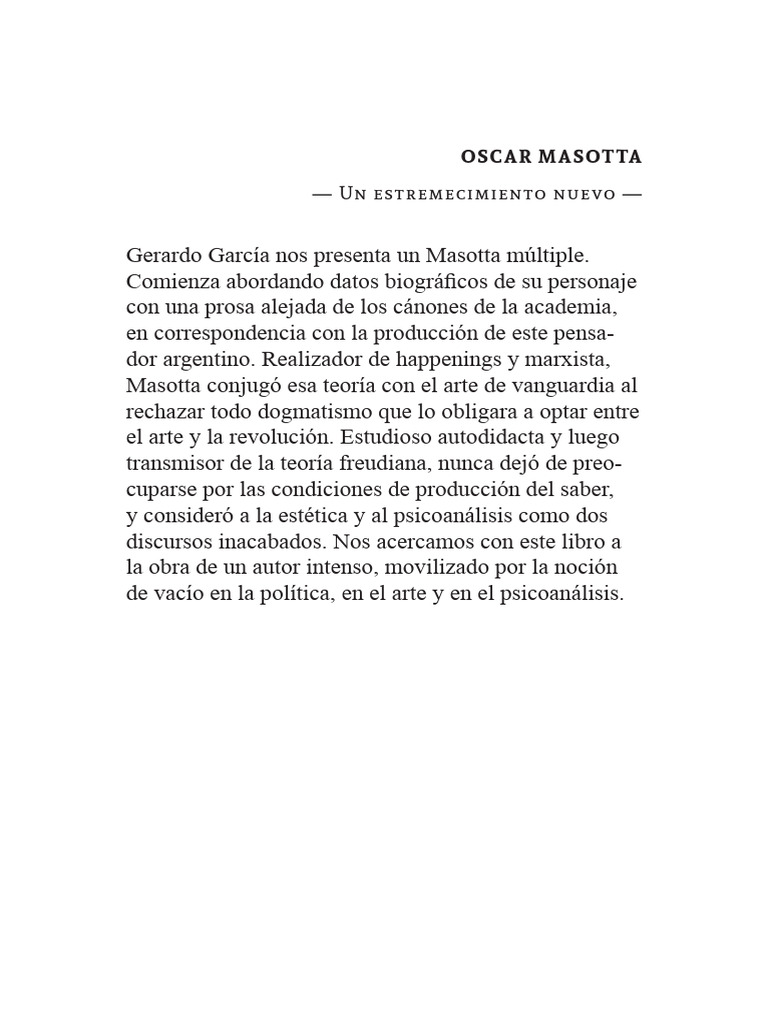 Un Estremecimiento Nuevo - : Oscar Masotta | PDF