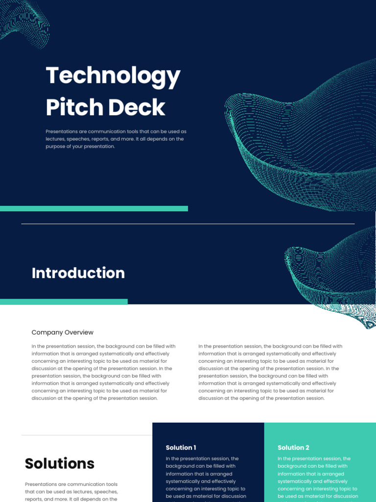 Dark Blue and Cyan Modern Technology Pitch Deck Presentation | PDF ...