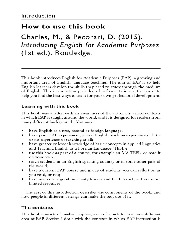 Charles, Pecorari - 2015 - Intro and Chapter 1 | PDF | English As A ...