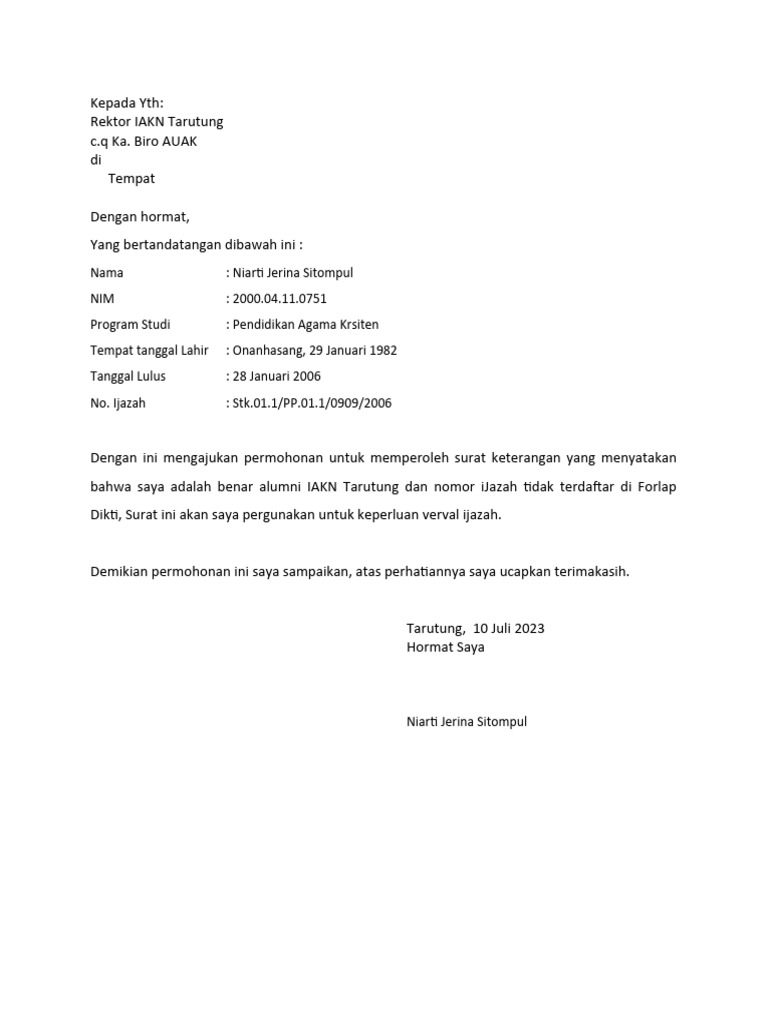 Contoh Permohonan | PDF