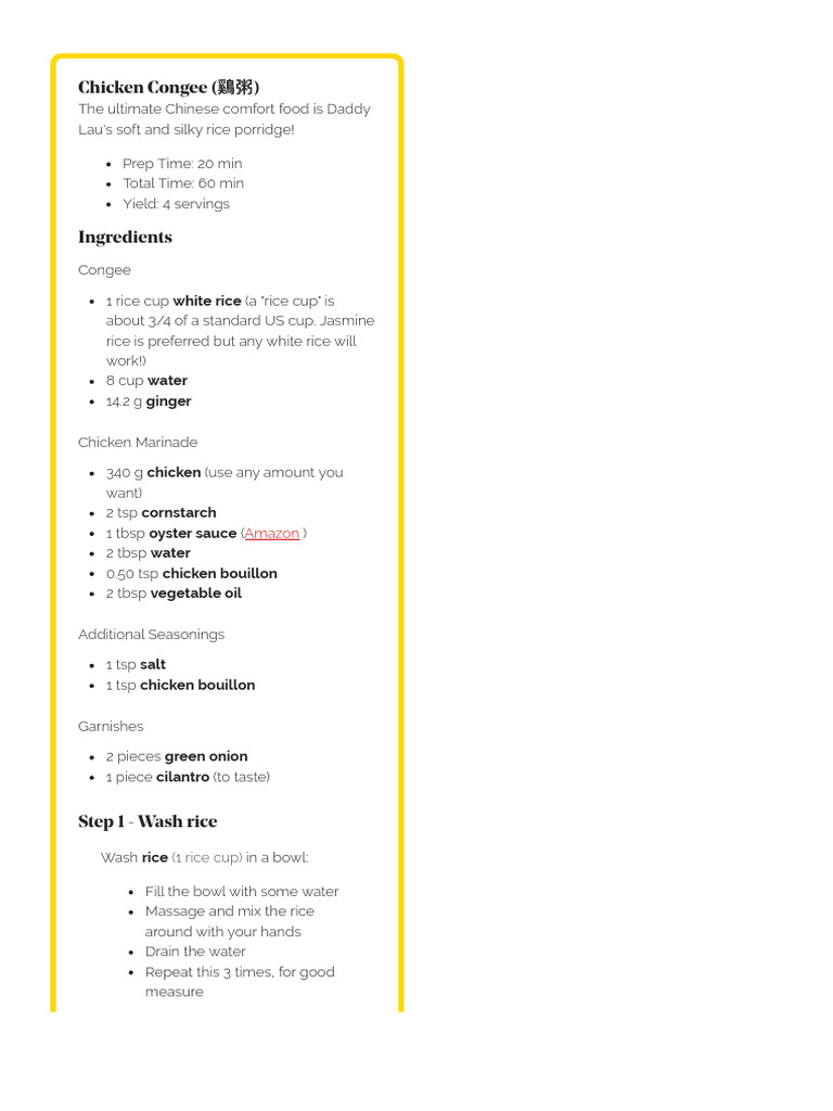 Chicken Congee (鷄粥) - Made With Lau | PDF