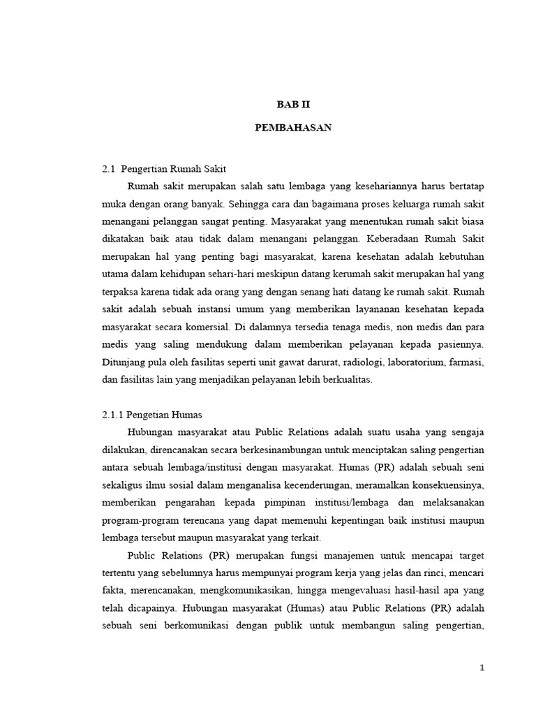 Humas Rumah Sakit | PDF