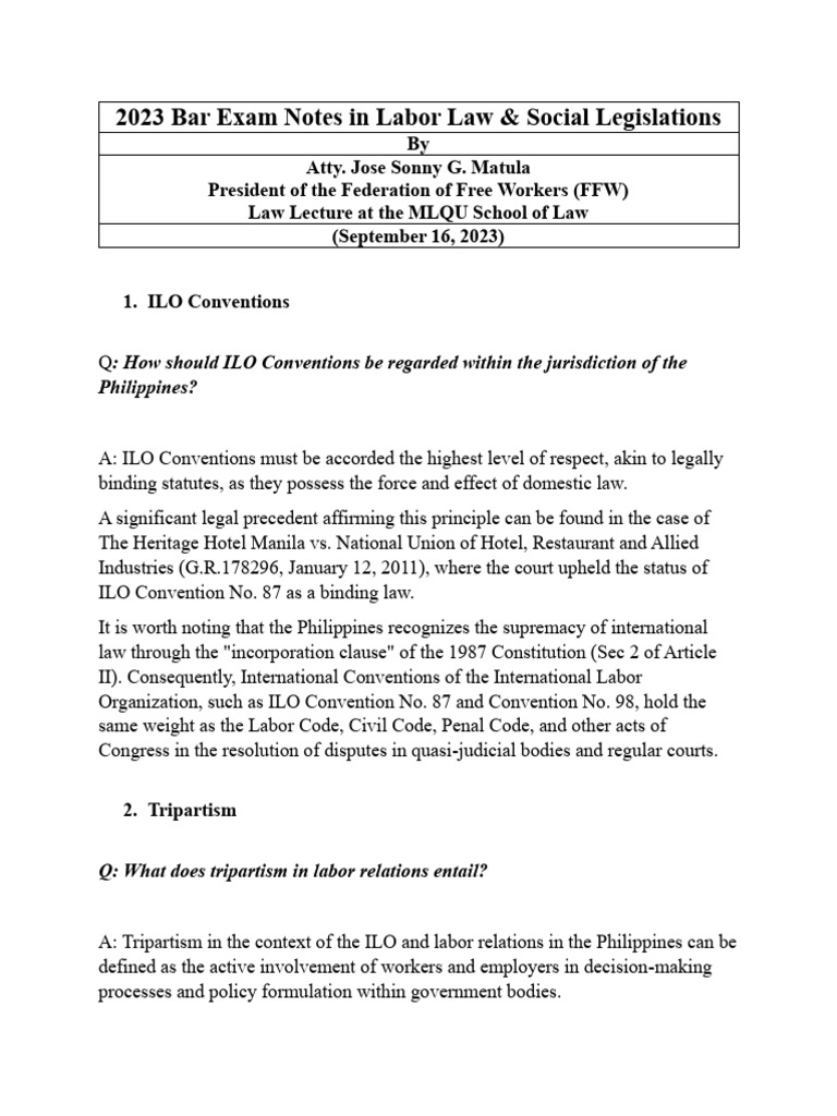 2023 Labor Law Exam Q&A Guide | PDF