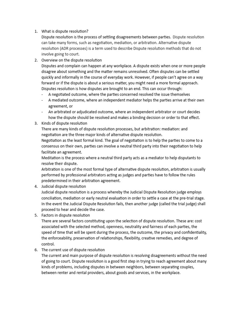 Dispute Resolution | PDF