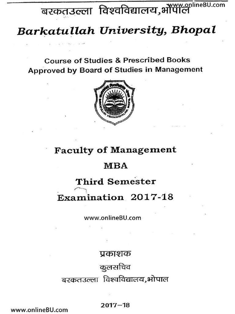 Bu Mba Syllabus Full Time 3 Sem | PDF