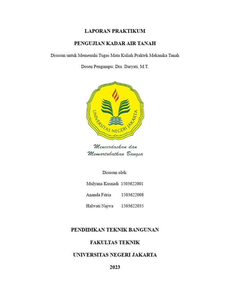 Laporan Praktikum Pengujian Kadar Air Tanah Kelompok 4 | PDF
