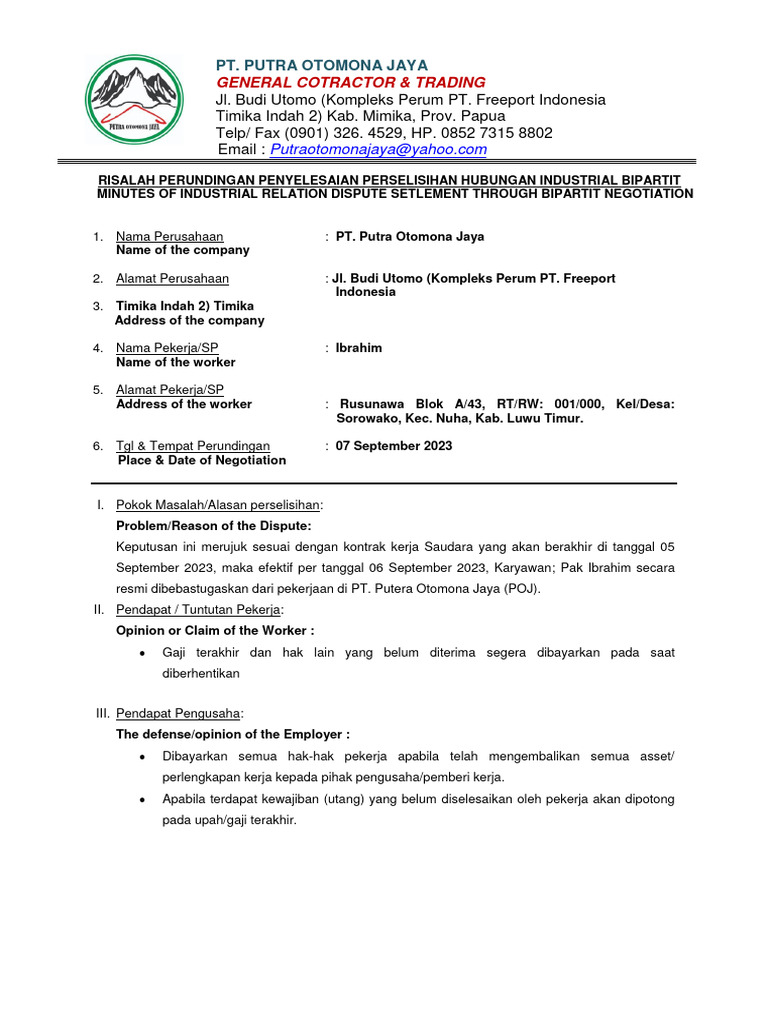 RISALAH PERUNDINGAN Ibrahim | PDF